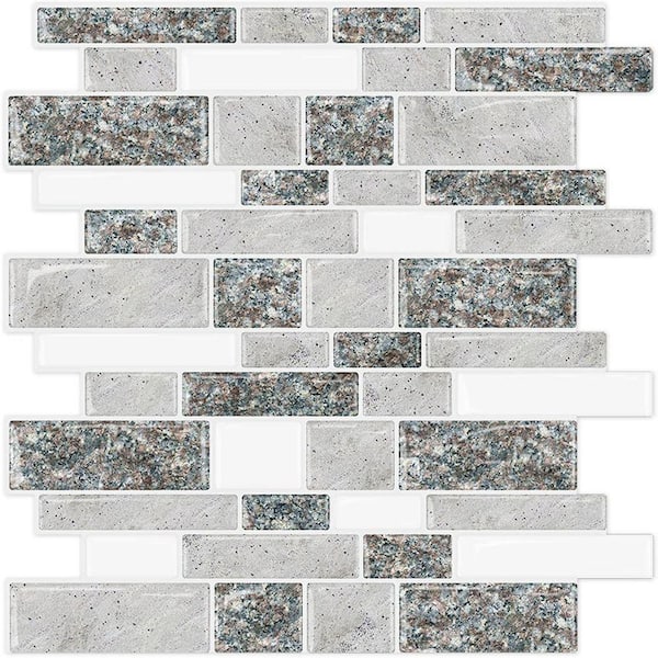 Grey Granite 12 in. x 12 in. Vinyl Peel and Stick Backsplash 10-Pack ...