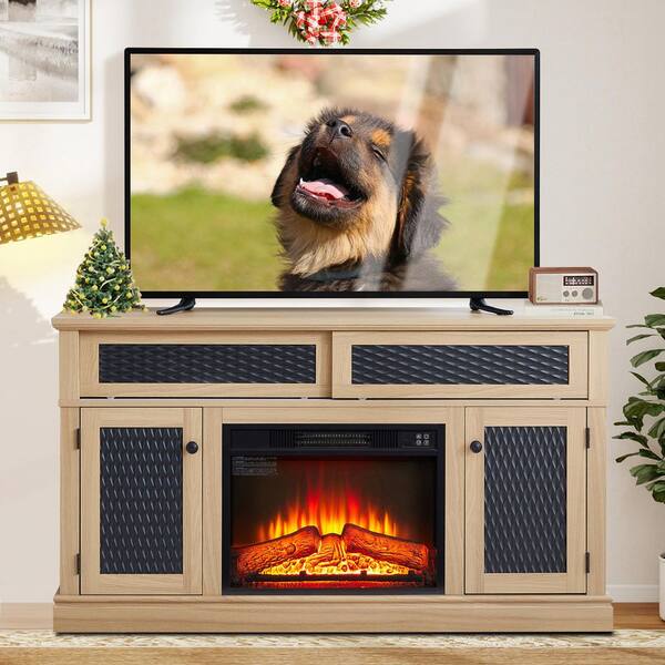 ToolCat 58.27 in. Freestanding TV Stand with 23 in. Electric Fireplace ...
