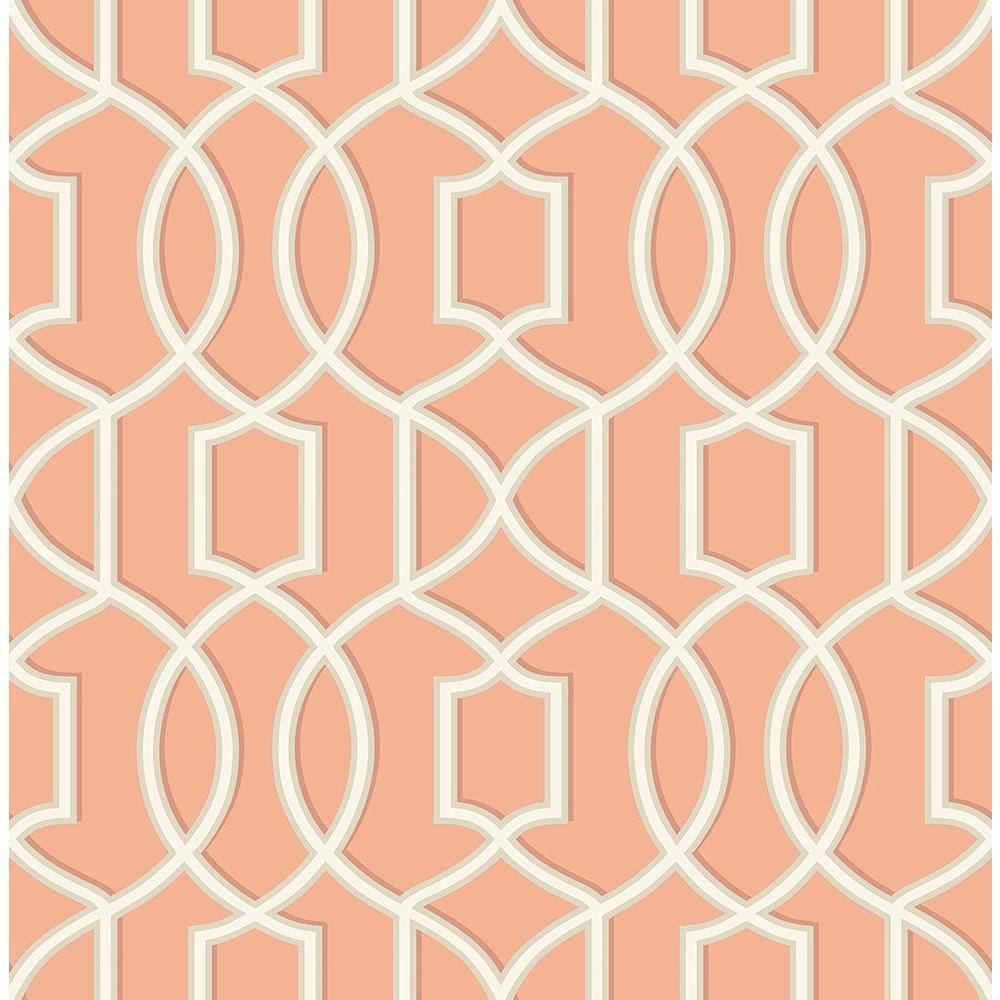 A-Street Prints Quantum Coral Trellis Paper Strippable Roll (Covers 56. ...