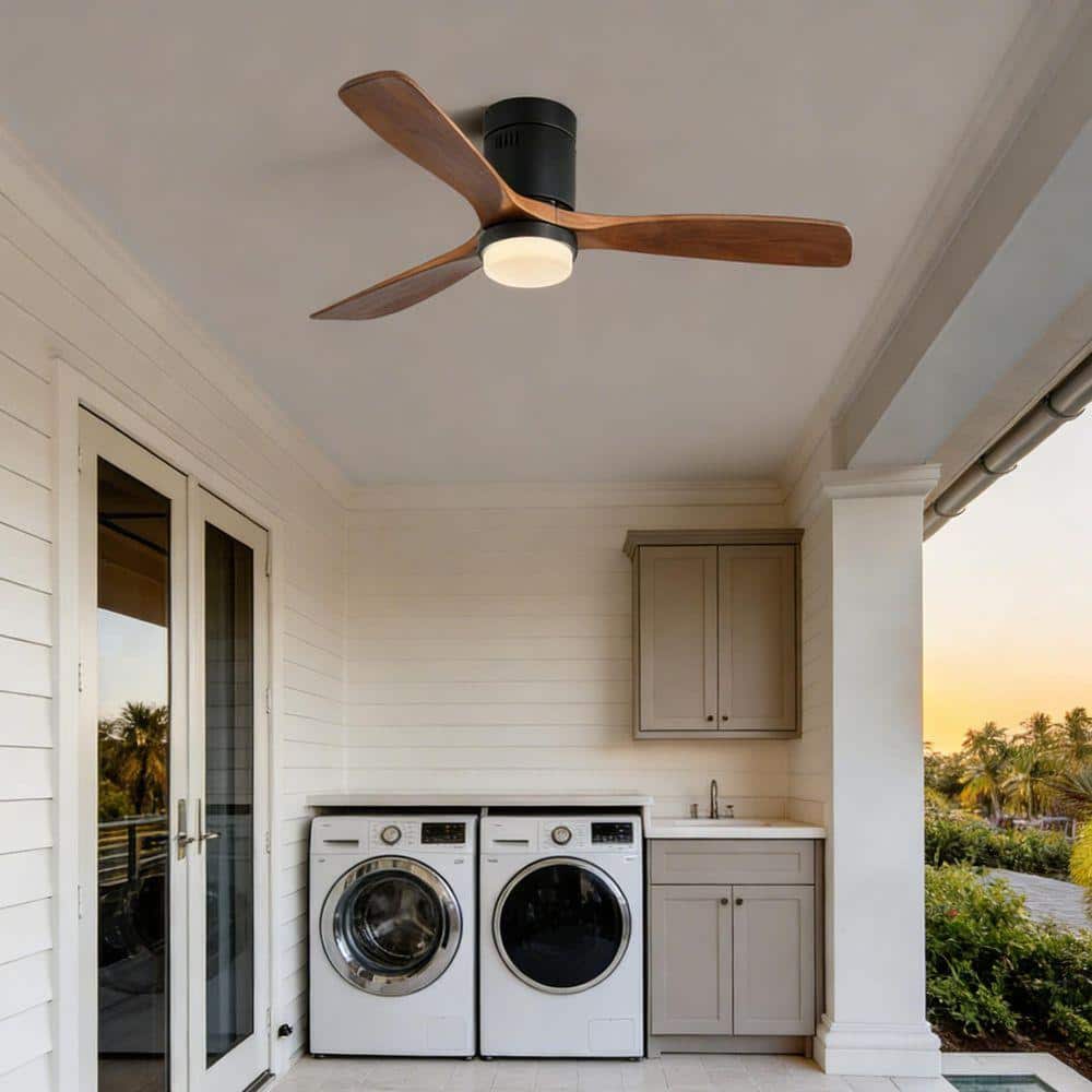 RCCFBHM 52 in. Integrated LED Indoor Farmhouse Style Flush Mount Black ...