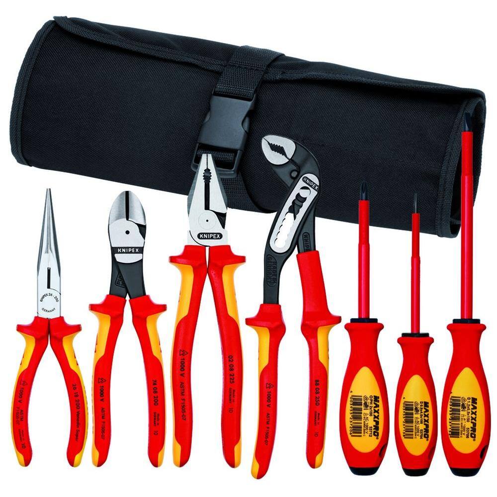 KNIPEX Pliers and Screwdriver Tool Set with Nylon Pouch (7-Piece) 9K 98 ...