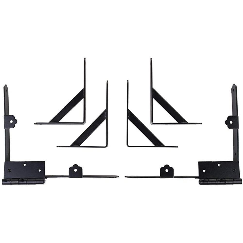 NUVO IRON Black Galvenized Steel Gate Corner Frame Brace and Hinge Kit ...