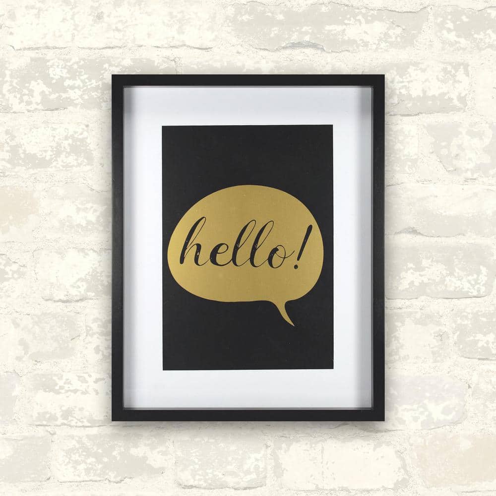 Linden Ave 11 in. x 14 in. Hello - Gold 1-Piece Framed Artwork with Mat ...