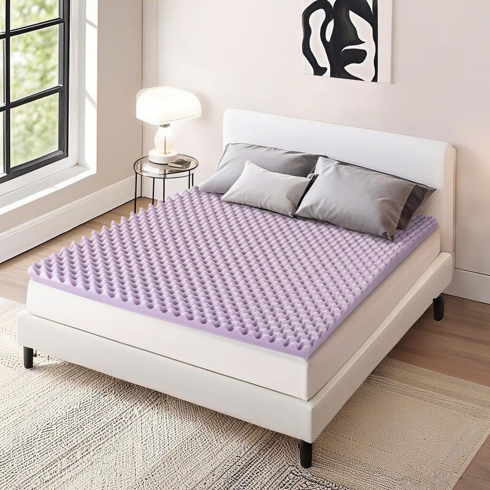 Bestier Queen Size Soft Egg Crate Lavender Memory Foam Topper 4 in ...