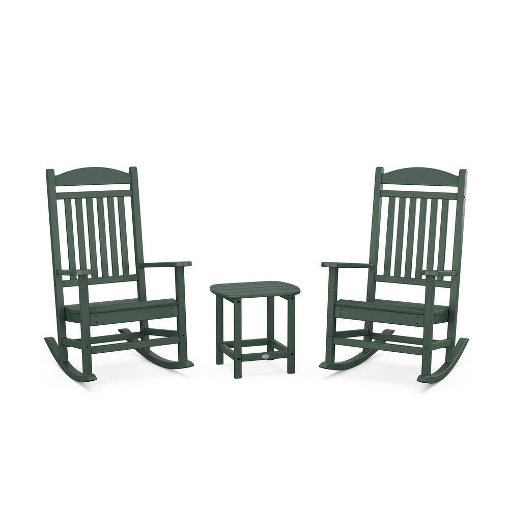 POLYWOOD Grant Park Dark Green 3-Piece Plastic Outdoor Rocking Chair ...