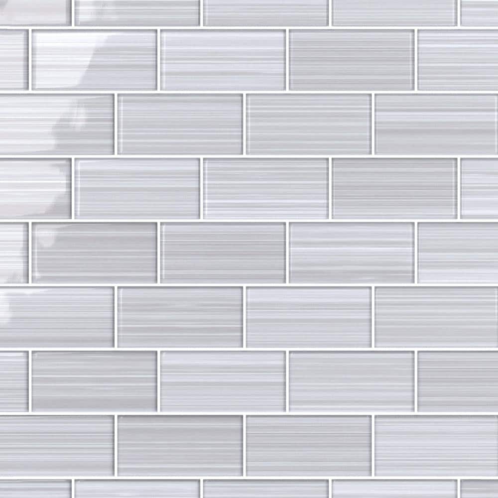 Bodesi Hand Painted Sample 3 in. x 6 in. Warm Gray 20 glass tile (0.125 ...
