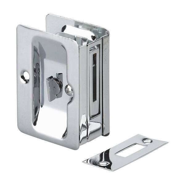 Onward 3-1/4 in. (82 mm) Chrome Pocket Door Pull with Privacy Lock ...
