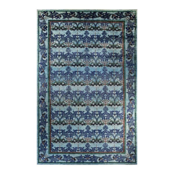 Chloe & Olivia Home Arts and Crafts Handmade Light Blue 18 ft. 1 in. x ...