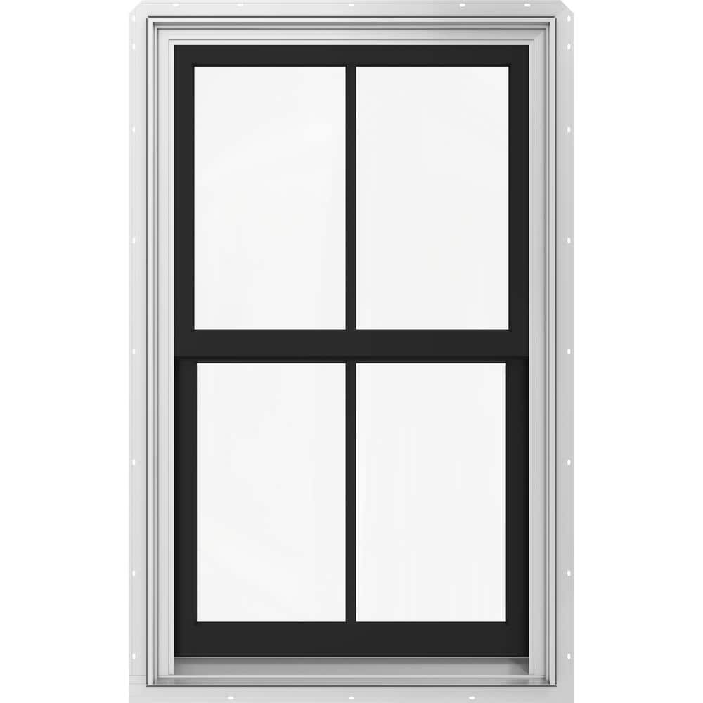 JELD-WEN 28 in. x 54 in. V2500 Double Hung Vinyl Window with Black ...