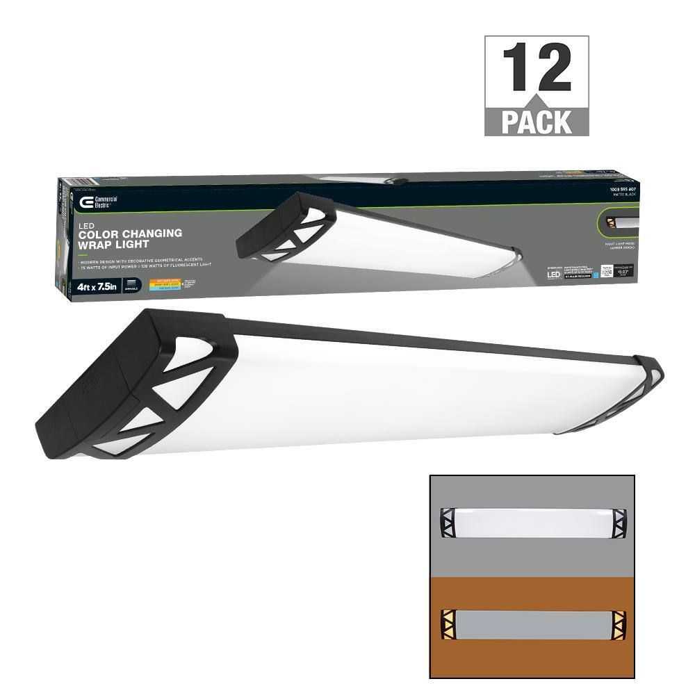 Commercial Electric 4 ft. Matte Black Triangle End Caps 5250 Lumens ...