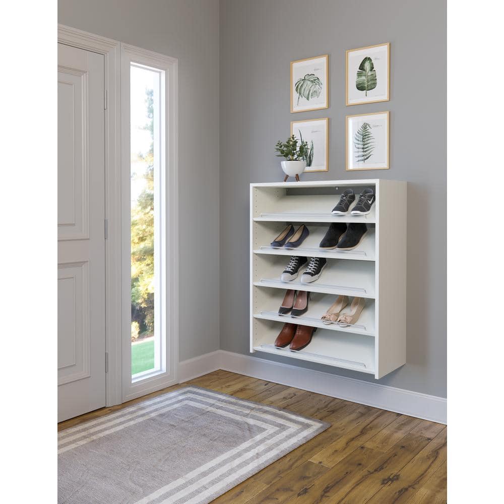Closet Evolution 40 H 15-Pair 5-Tier White Laminate Shoe Rack WH20 ...