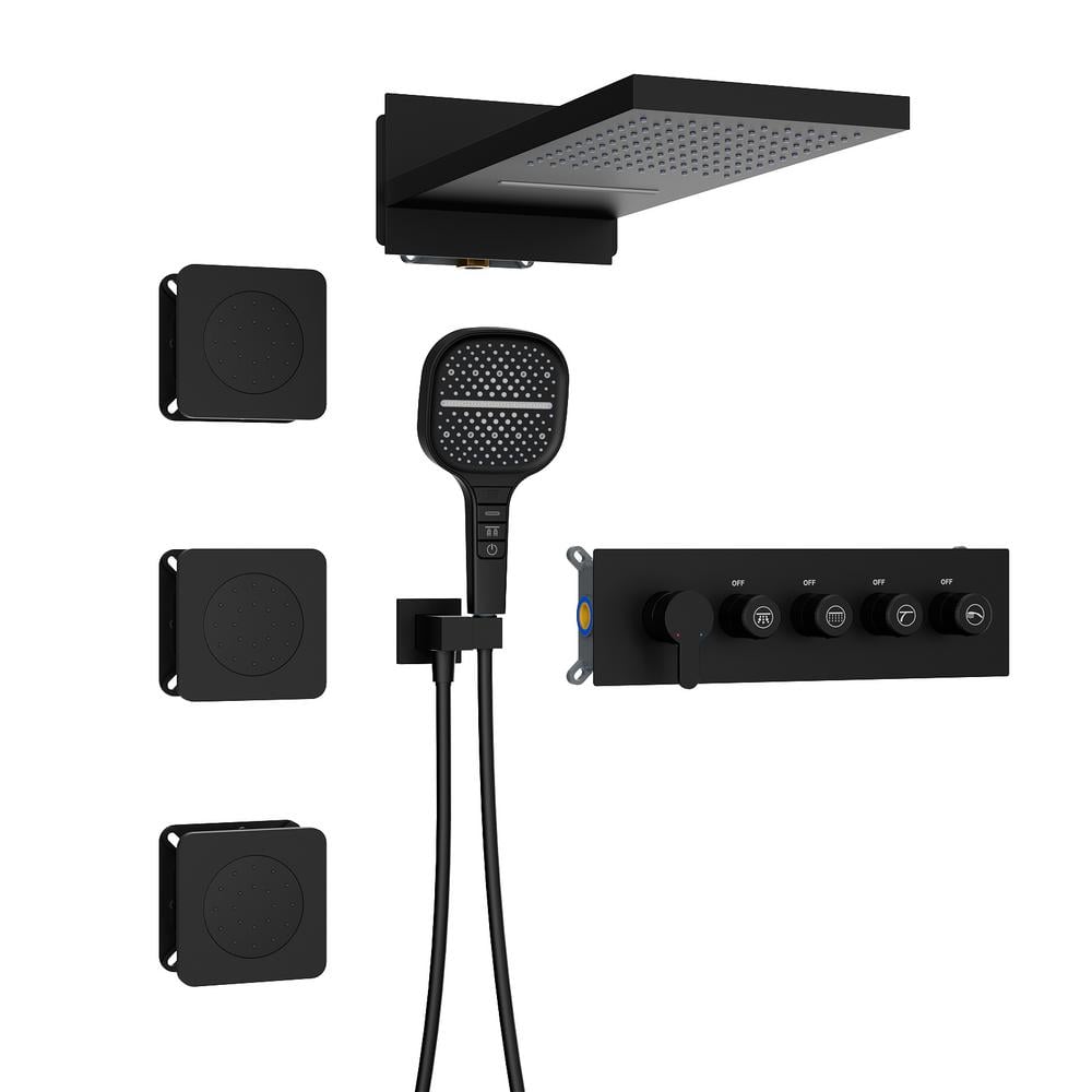 GIVING TREE 23 in. 3 Jet Mixer Shower System Combo Set Waterfall ...