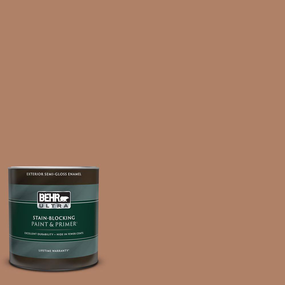 BEHR ULTRA 1 qt. #S210-5 Cider Spice Semi-Gloss Enamel Exterior Paint ...