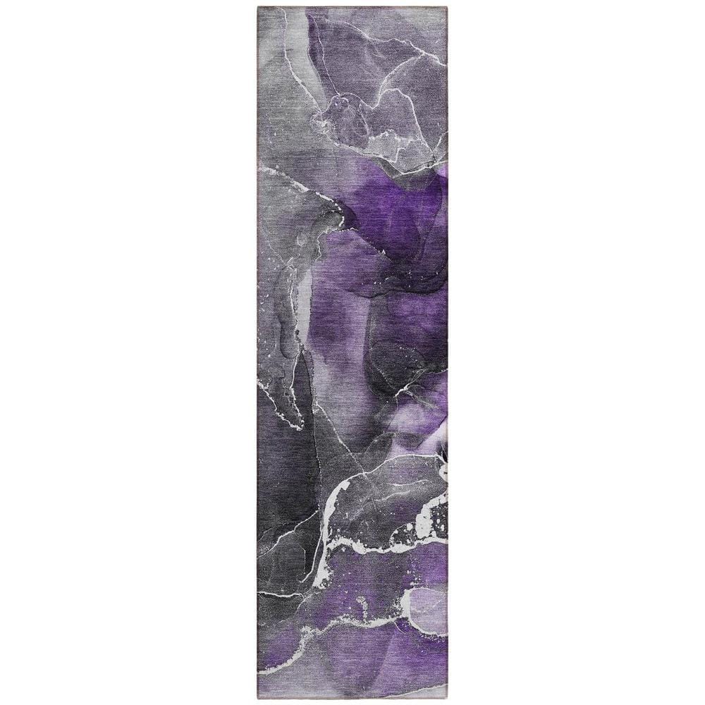 HomeRoots Gray and Purple 2 ft. x 7 ft. Abstract Indoor / Outdoor Area ...