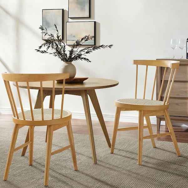 MODWAY Lykke Spindle Back Dining Chairs in Natural with Cane Seats ...