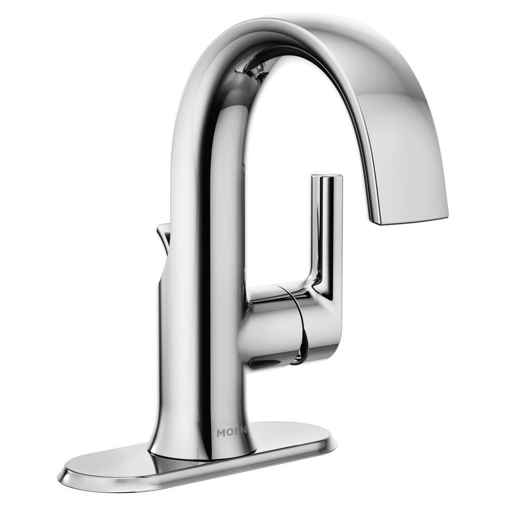 MOEN Doux Single Hole Single-Handle Bathroom Faucet in Chrome S6910 ...