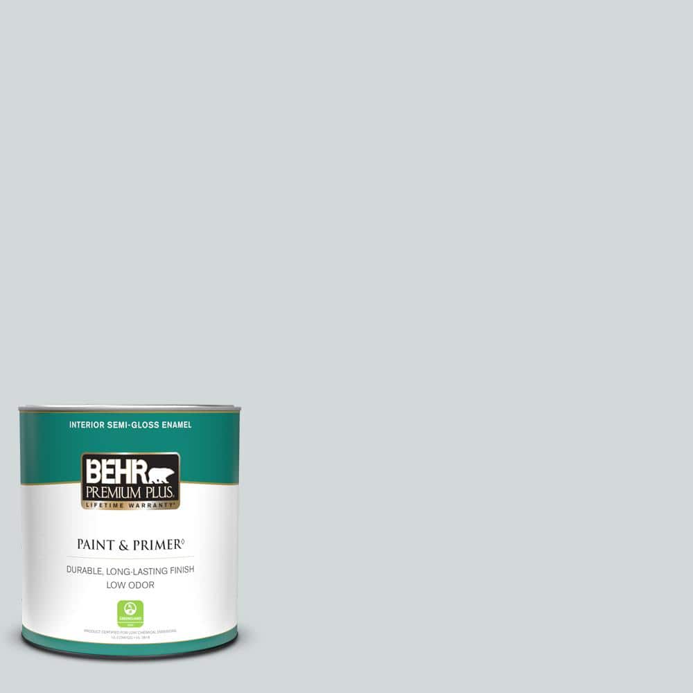 BEHR PREMIUM PLUS 1 qt. #PPU26-12 Solemn Silence Semi-Gloss Enamel Low ...