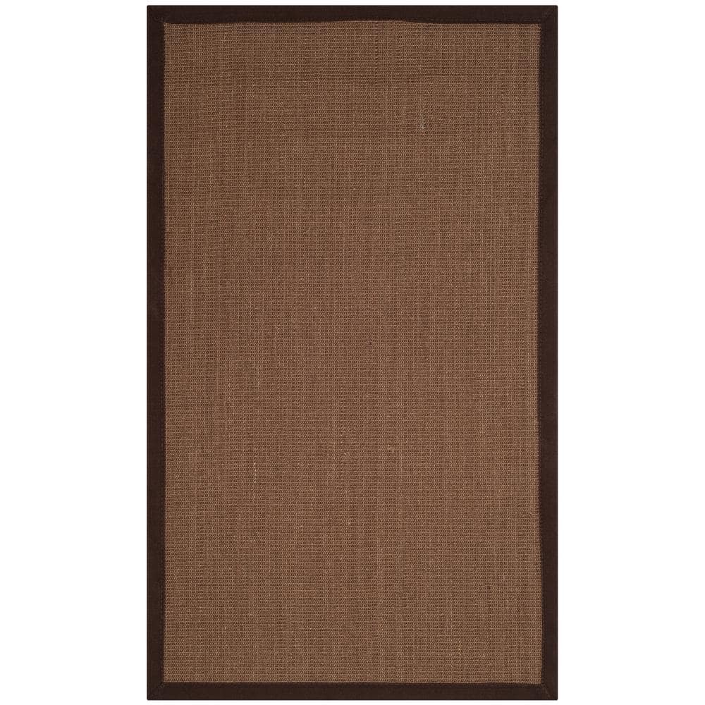 SAFAVIEH Natural Fiber Brown Doormat 3 ft. x 4 ft. Solid Color Border ...