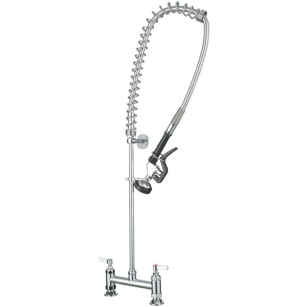 Commercial Restaurant Double Handles Deck Mount 360° Spout Swivel Pull ...