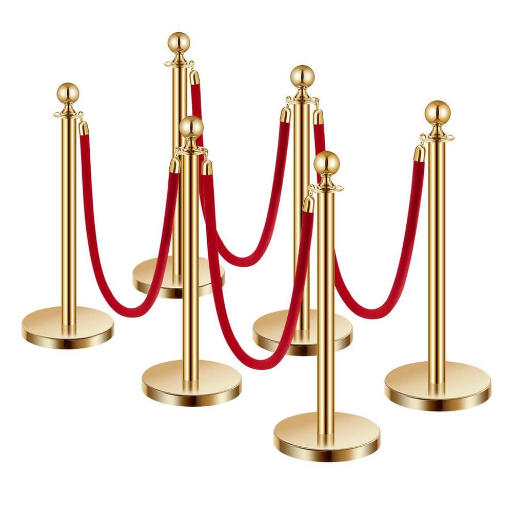 SKYSHALO 6Pcs Stanchions and Velvet Ropes, Hollow Base with Stainless ...