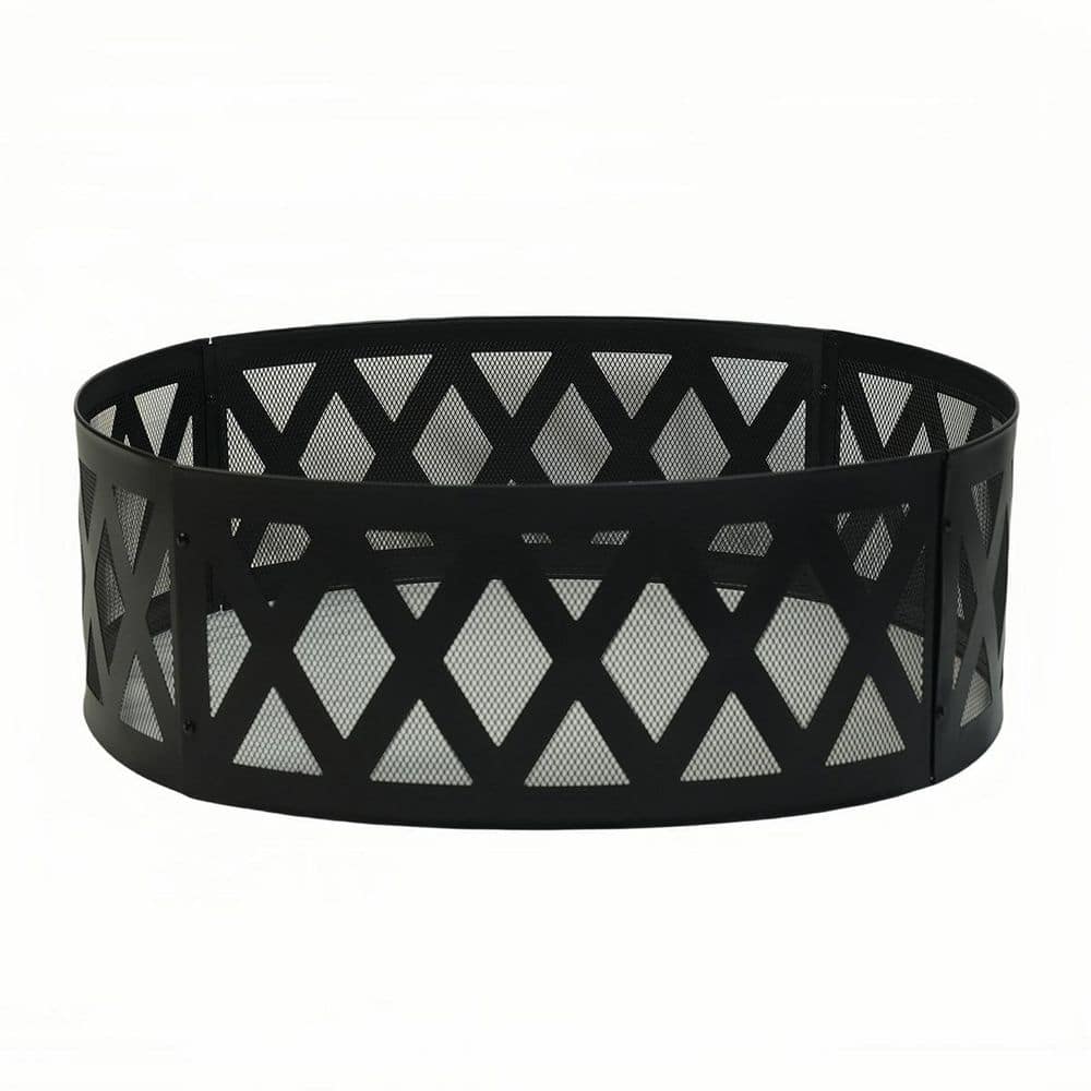 Bestier 36 in. Metal Wood Burning Outdoor Fire Pit Ring Round Cross ...