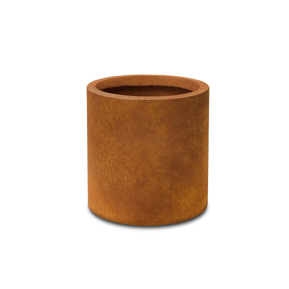 KANTE 12.9 in. Dia Cylindrical Faux Rusty Metal Lightweight Concrete ...