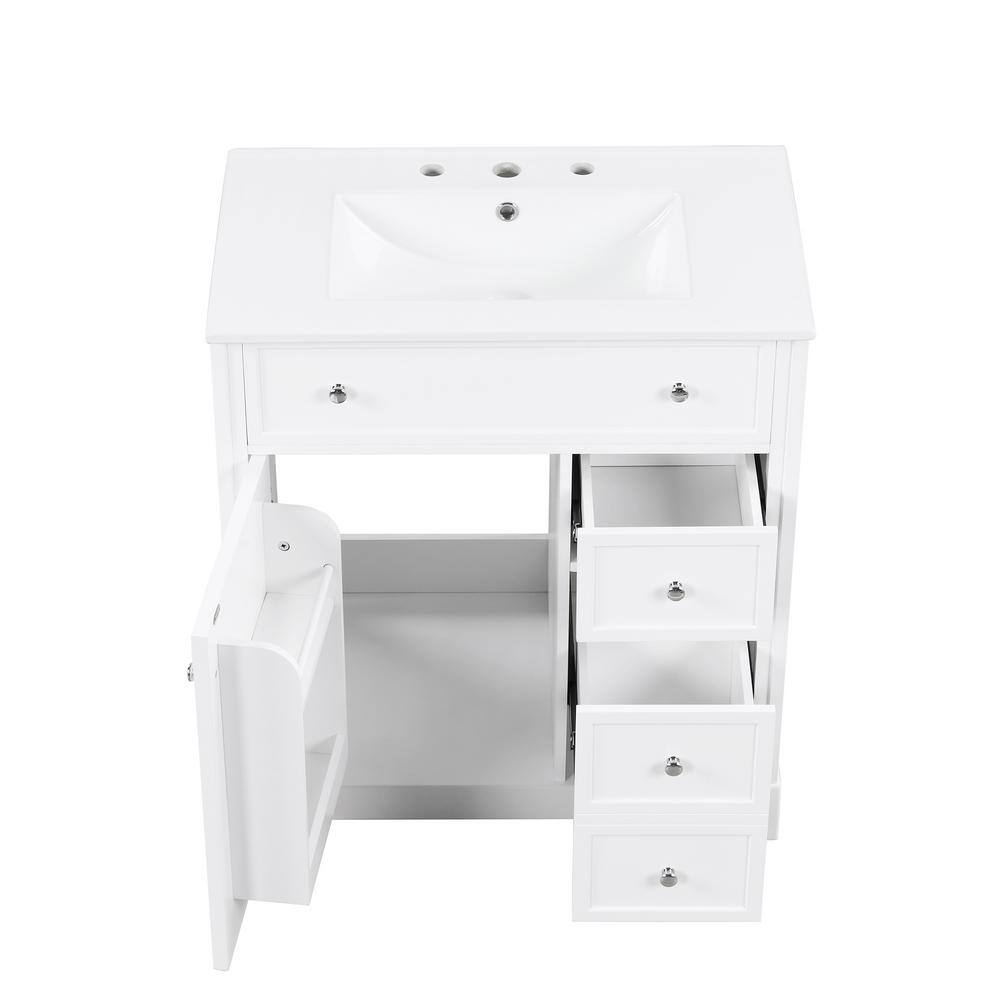 grossag 30 in. W x 18.3 in. D x 34 in. H Freestanding White Bath Vanity ...
