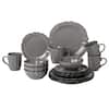 Lorren Home Trends 16 Piece Stoneware Scalloped Edge Slate Grey ...
