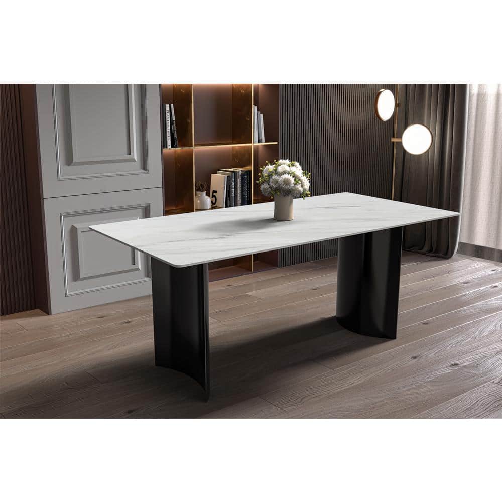 Leisuremod Zara Modern 55 in. Rectangular Dining Table with Sintered ...
