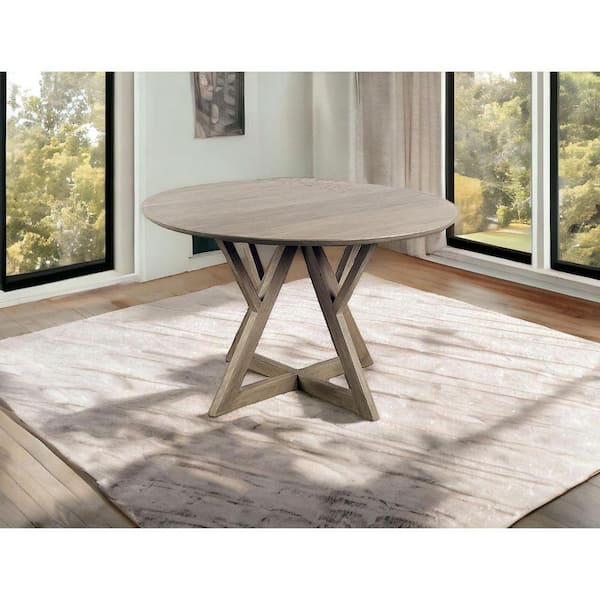 HomeRoots Brown Wood 48 in. Pedestal Dining Table Seats 4 2000380463 ...