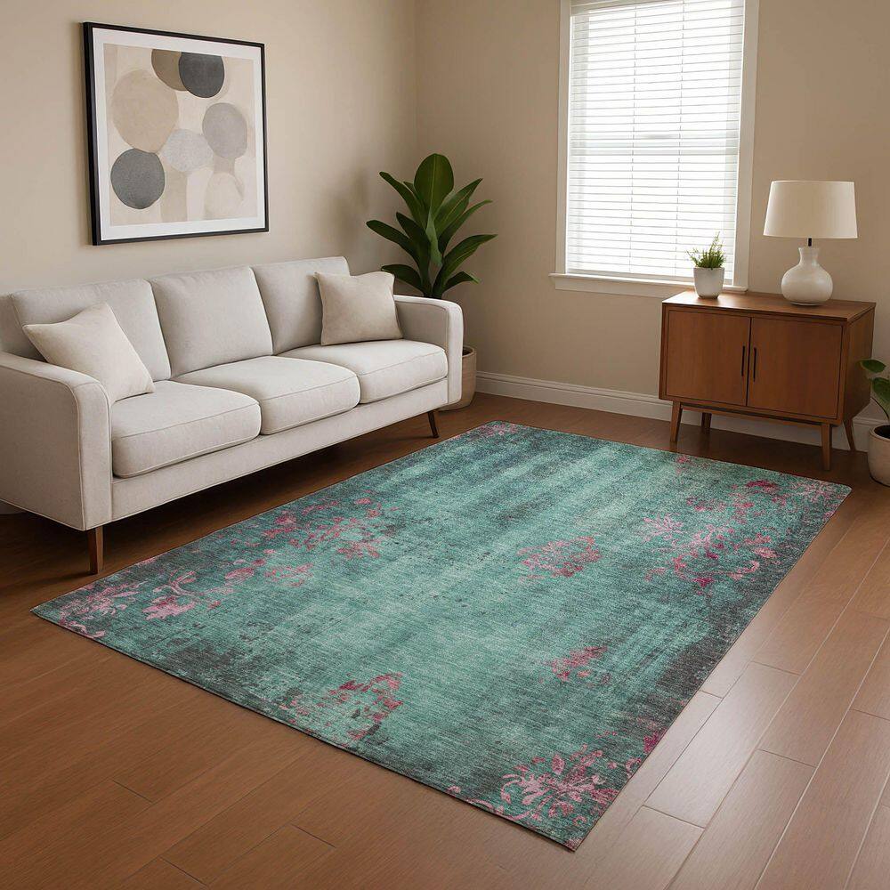 Addison Rugs Mayfield Premium Machine Washable Abstract AMF1788 Seafoam ...
