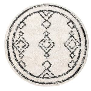 nuLOOM Lacey Moroccan Tribal Shag Off White 6 ft. x 6 ft. Round Area ...