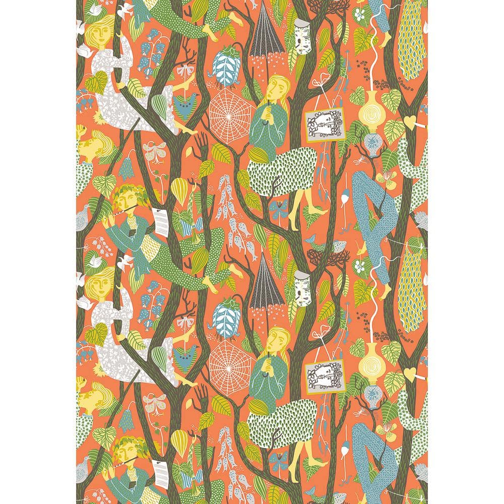 Wall Vision Melodi Orange Folk Paper Strippable Roll (Covers 57.8 sq ...