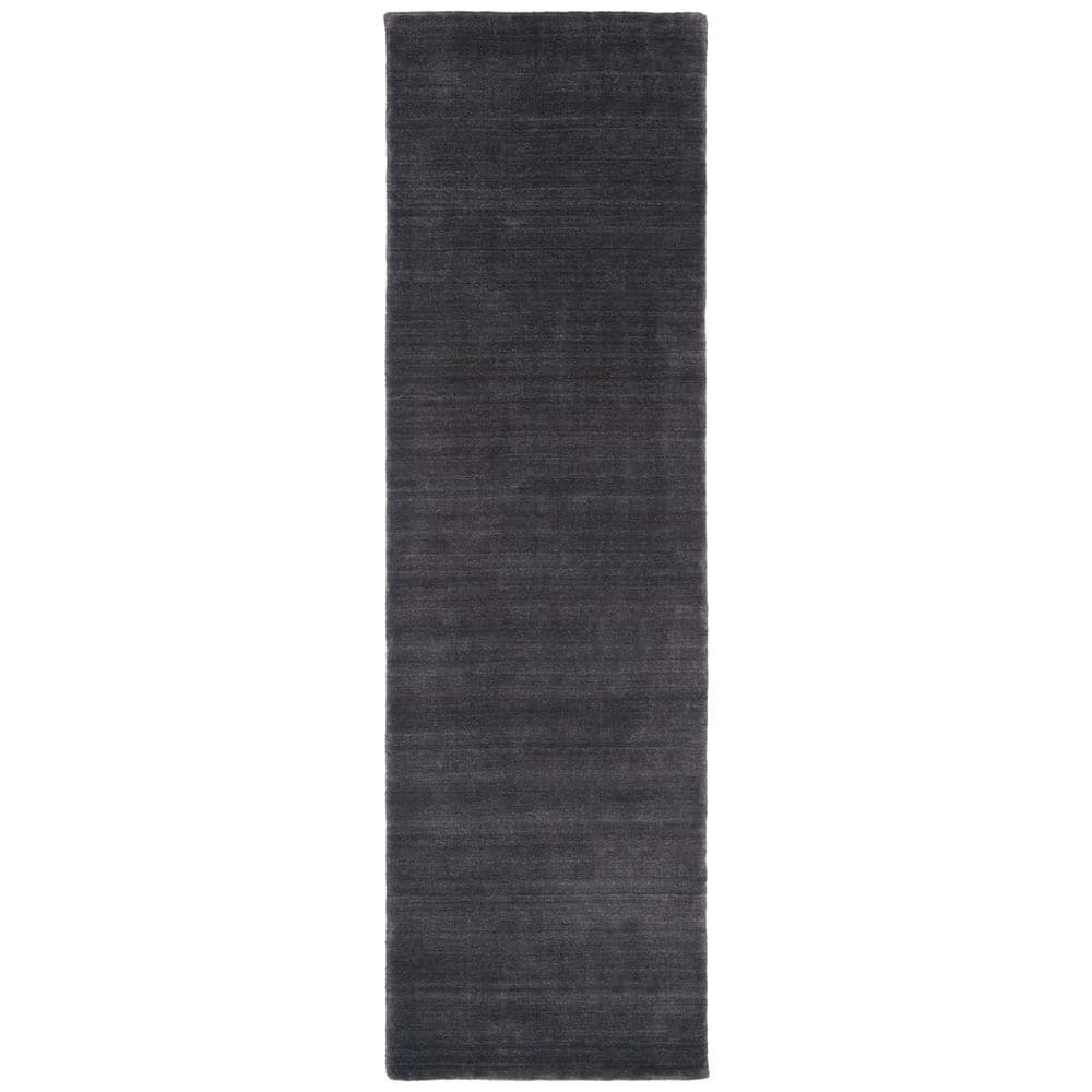 SAFAVIEH Himalaya Black 2 ft. x 12 ft. Striped Solid Color Runner Rug ...