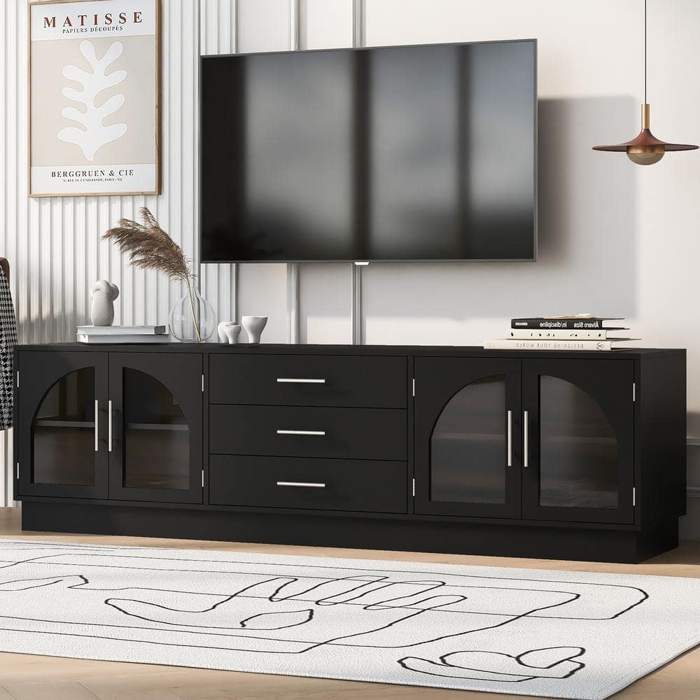 Harper & Bright Designs Black Modern Minimalist TV Stand Fits TVs up to ...