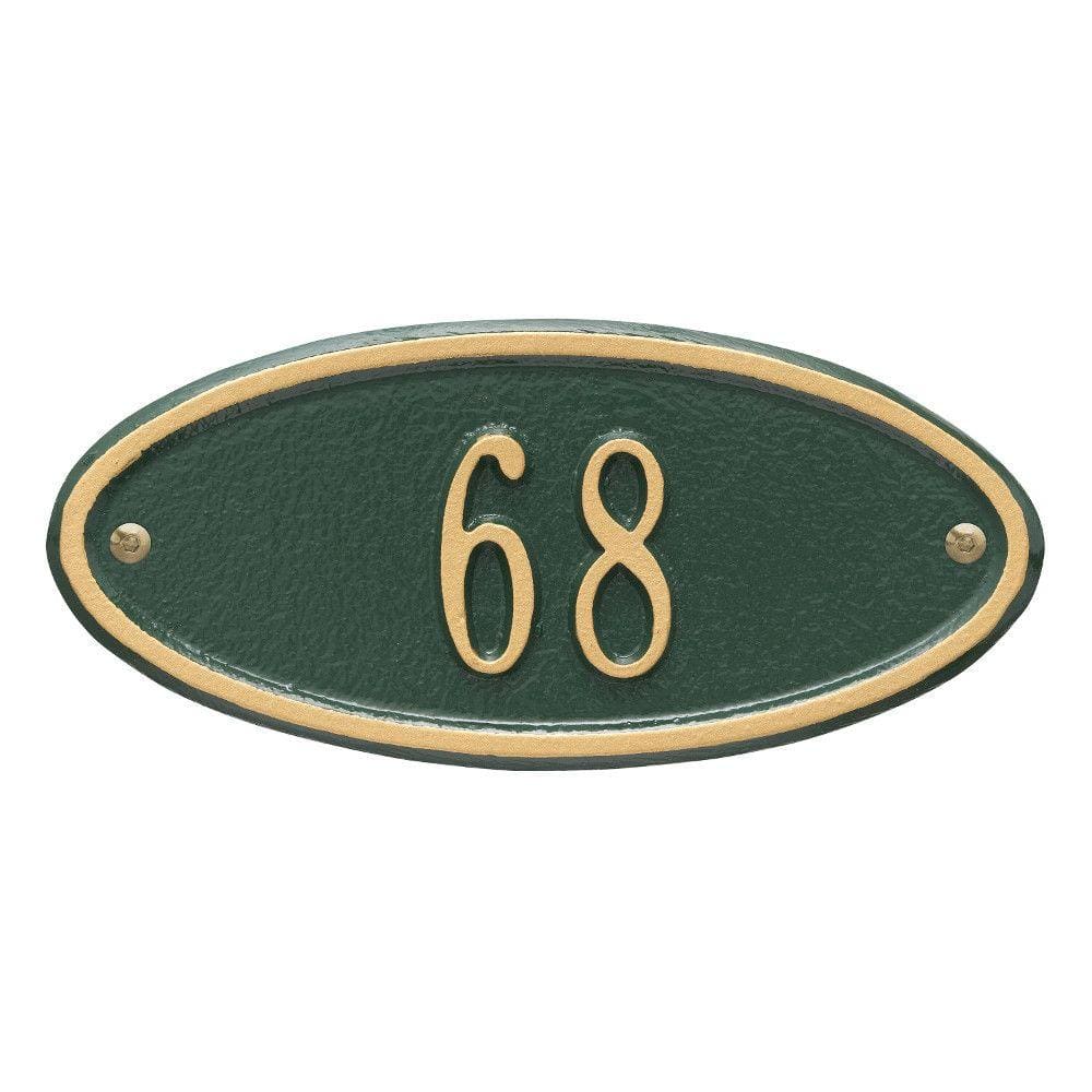 Whitehall Products Madison Petite Oval Green/Gold Wall 1-Line Address ...