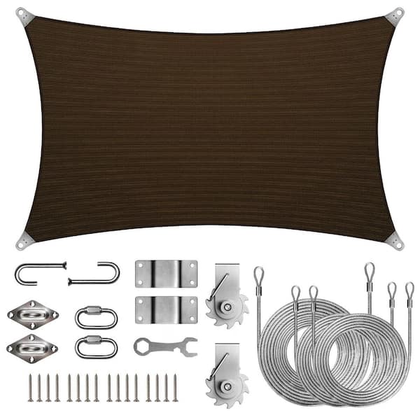 ROYAL SHADE Super Ring 22 ft. x 24 ft. Sun Shade Sail with Winch Kits ...