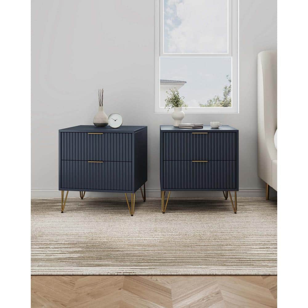 Manhattan Comfort DUMBO Modern Midnight Blue 2-Drawer 20.07 in. W ...