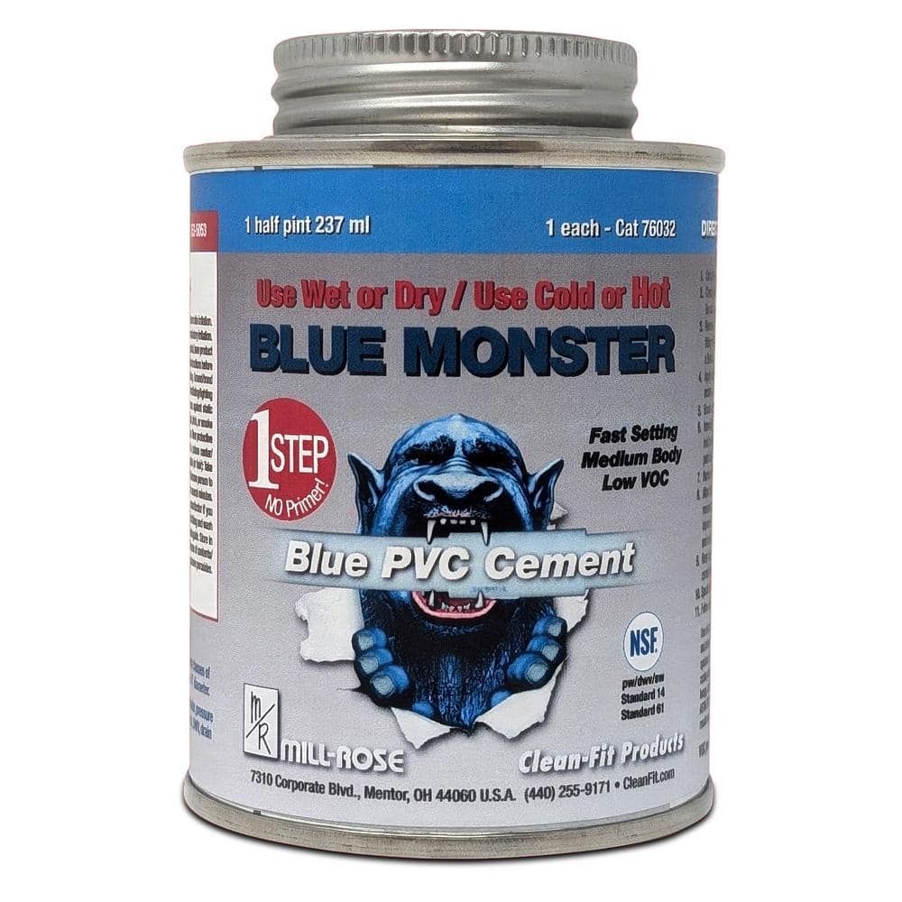 Blue Monster 8 oz. 1 Step PVC Cement 76032 - The Home Depot