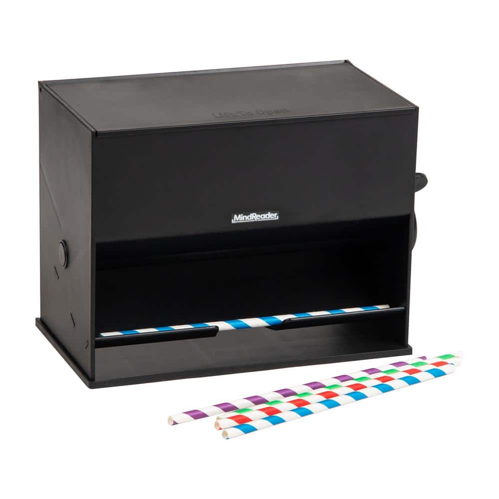 Mind Reader Black Disposable Plastic Straws Dispenser Pencil Dispenser ...