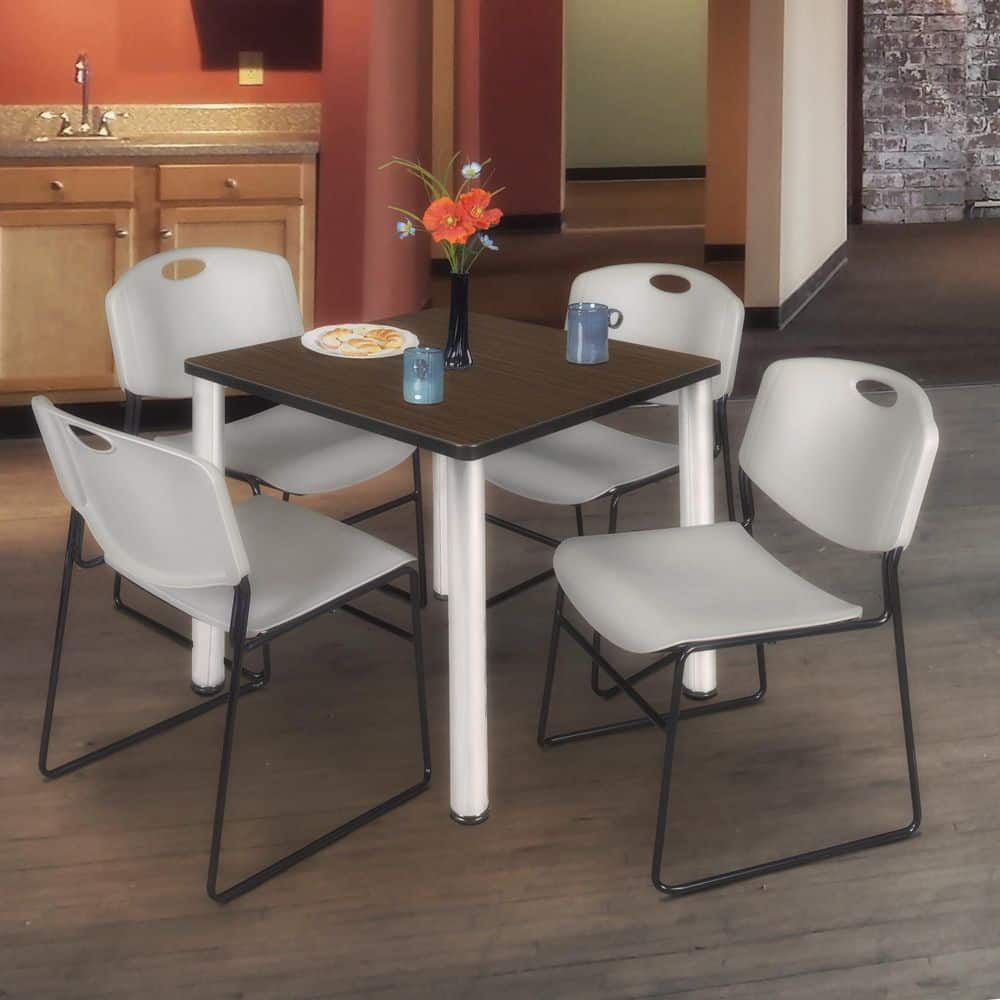 Regency Kee 30 in Neo Walnut Square Breakroom Table Desk & 4 Zeng Stack ...