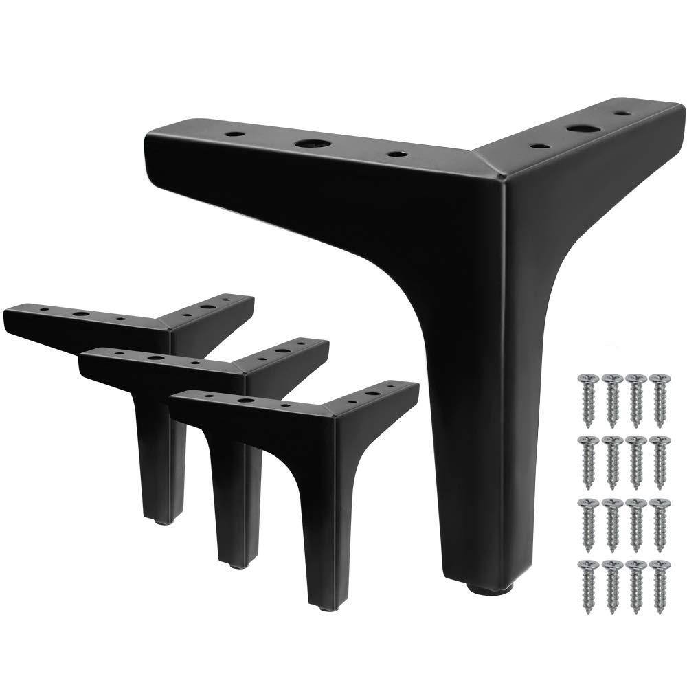 Angel Sar 6 in. Black Metal Triangular Furniture Legs for Table ...