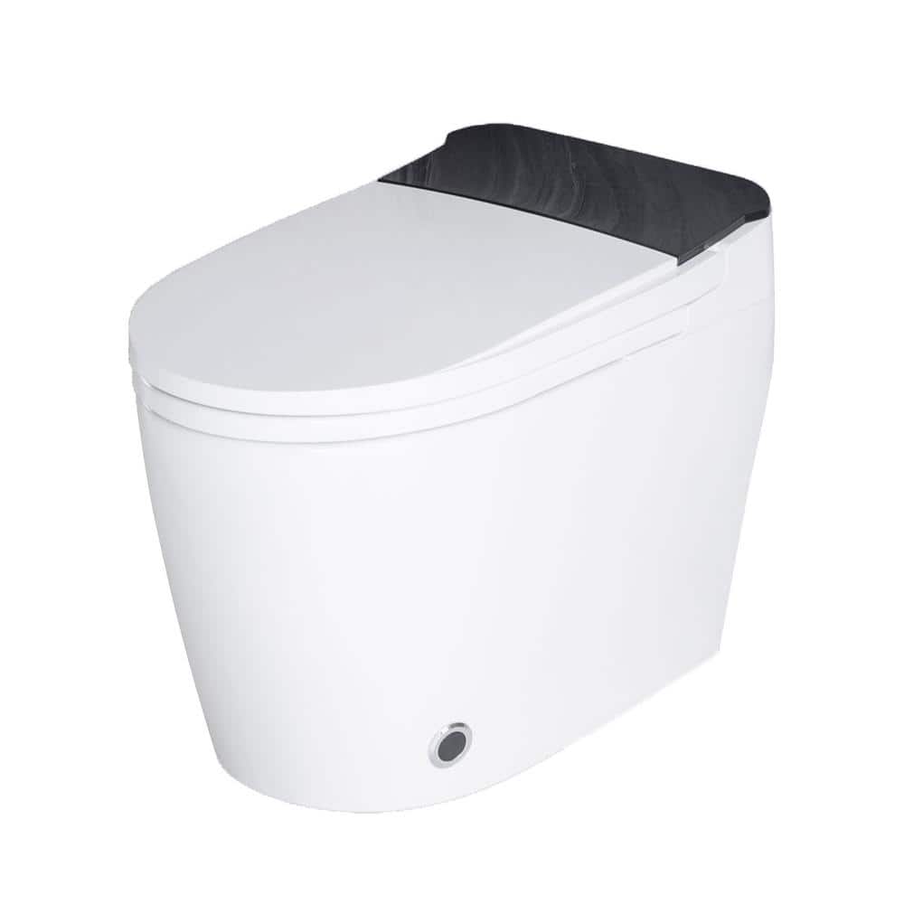 cadeninc 1.28 GPF Elongated Smart Toilet in White with Heated Seat,Feet ...