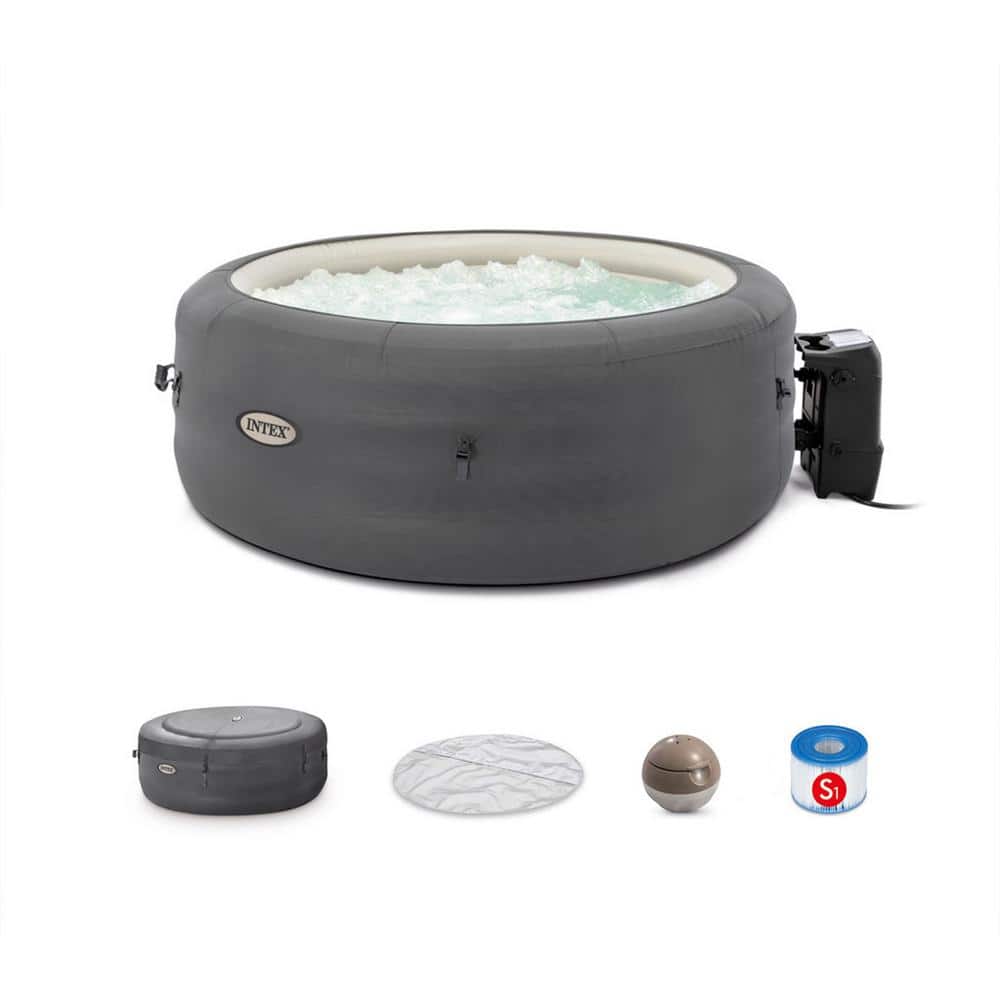 Intex 4-Person 100-Jet Inflatable Hot Tub with Insulated Cover and ...