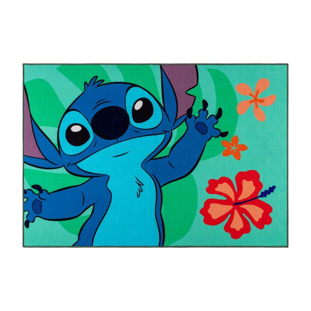 Disney Stitch Waving Multi-Colored 4 ft. x 6 ft. Indoor Polyester Area ...