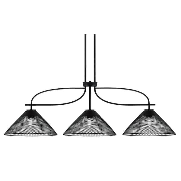 Olympia 3-Light Matte Black Billiard Light with 7 in. Matte Black Cone ...