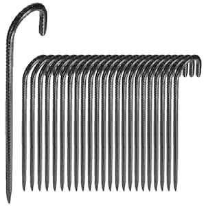 ATENGNES 12 in. Heavy Duty Galvanized Steel U-Shape Hook Rebar Stake ...