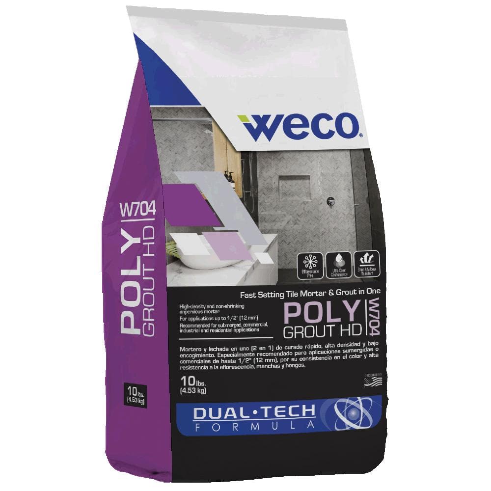 WECO W-704 PolyGrout HD Silver Gray 10 lb. Powder Mortar and Grout in ...