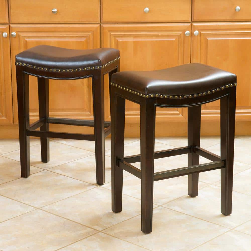 Noble House Avondale 26 in. Brown Backless Bar Stools (Set of 2) 6336 ...