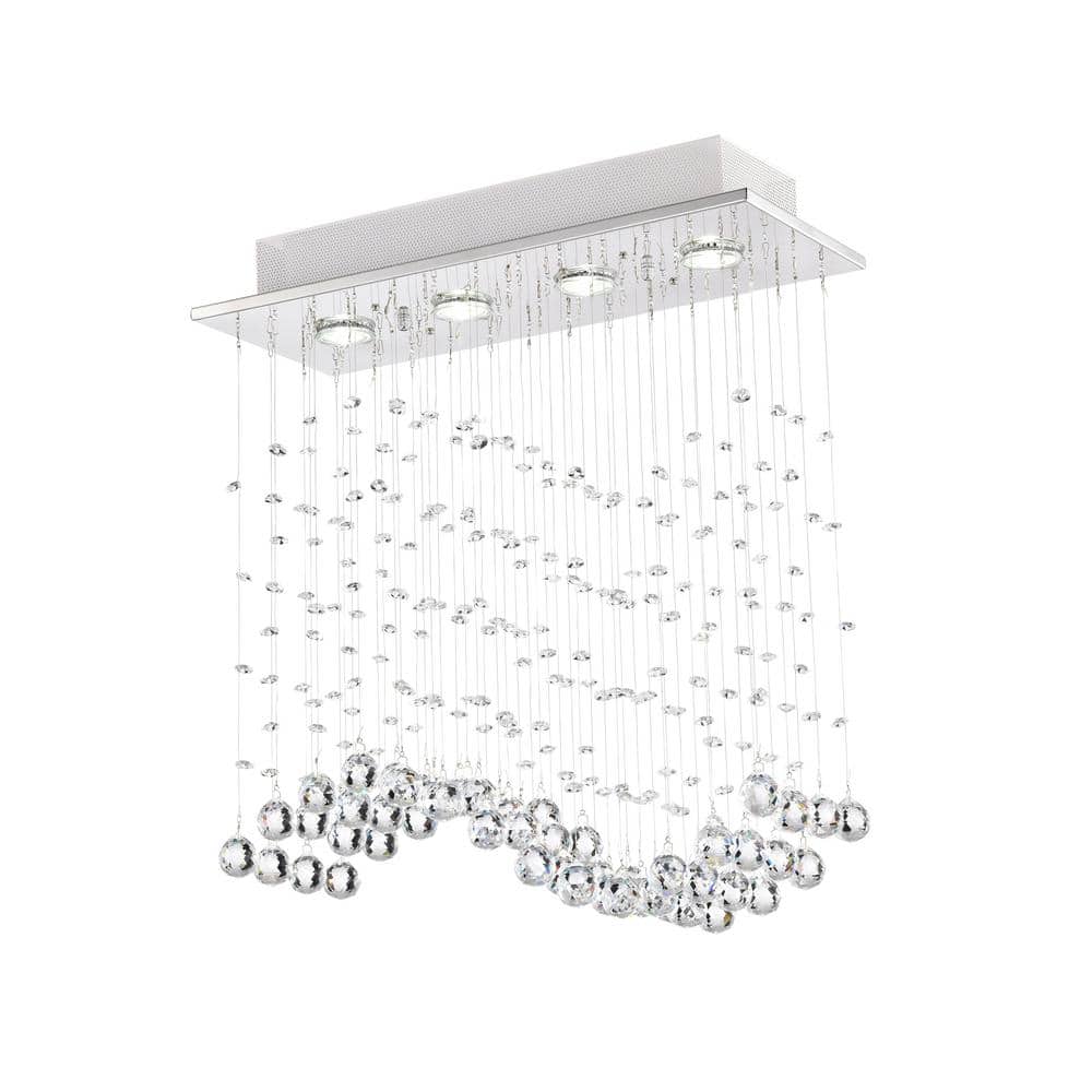 GREENVILLE SIGNATURE Liisa 20 in. 4-Light Stainless Steel Raindrop ...